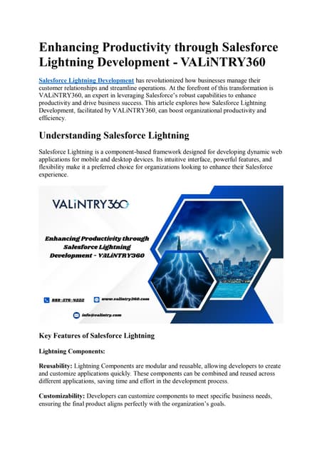 Enhancing Productivity Through Salesforce Lightning Development Pdf