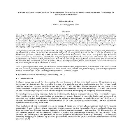 Enhancing S-curve applications for technology forecasting by understanding pattern for change in ...