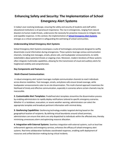 Implementing a Crisis Alert System for Schools: Enhancing Safety and ...