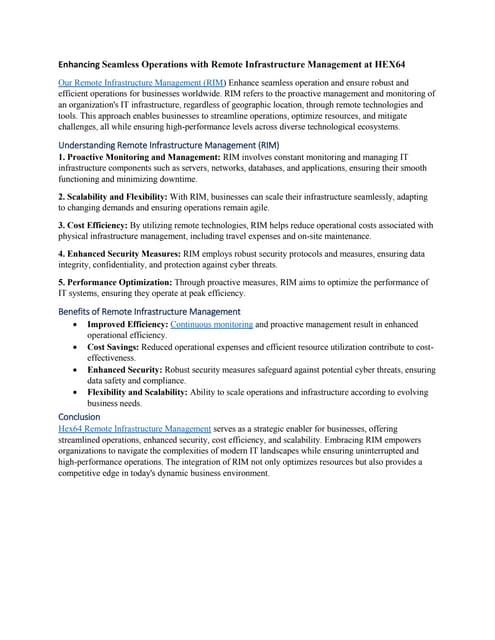 Efficient Remote Infrastructure Management Streamlining Operations and ...