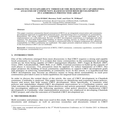 CBET and livelihood diversification in Cambodia | PDF