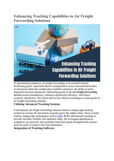 Air Freight Forwarding - An Overview and Key Benefits | PDF