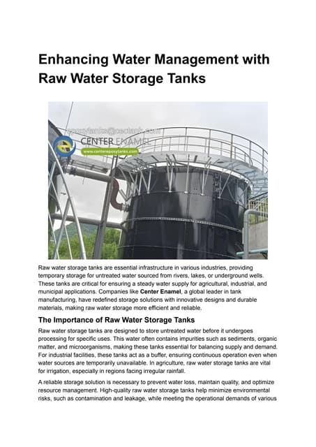 Witnessing the rise of Geo-Membrane tanks in India | PPT