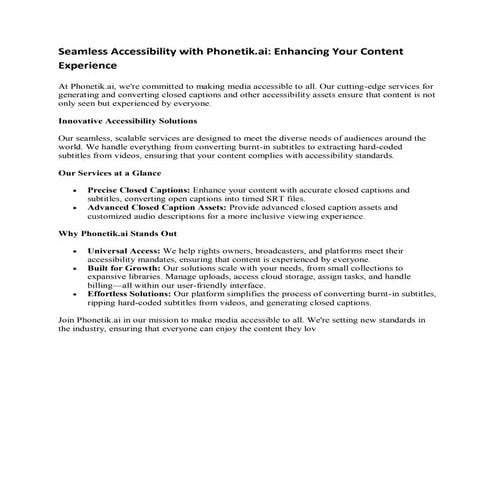 Seamless Accessibility with Phonetik.ai: Enhancing Your Content ...
