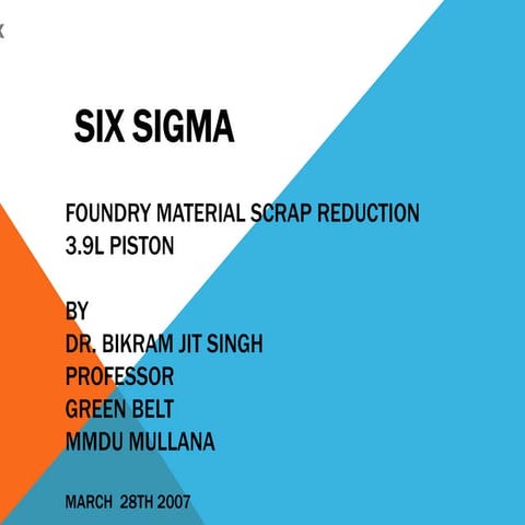 Enigma of 'six sigma' for foundry sm es in india | PPT