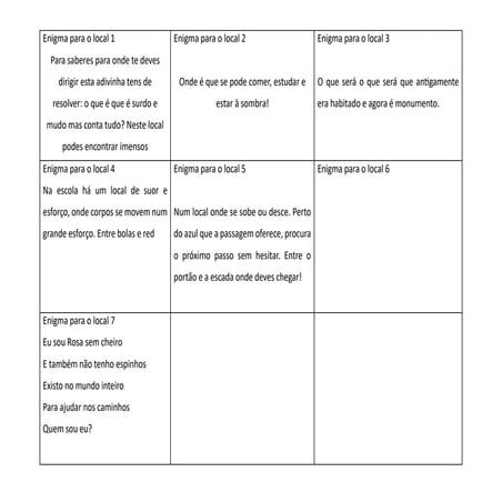 Enigma para peddy paper com QR code. 7 º | DOCX