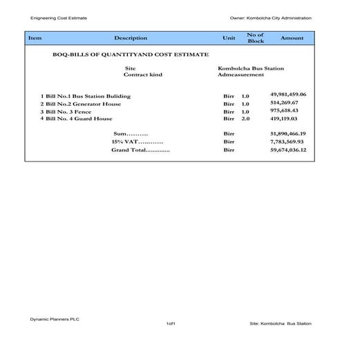 SMM7 Bill of Quantities | PDF