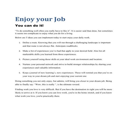 Enjoy your job | DOC