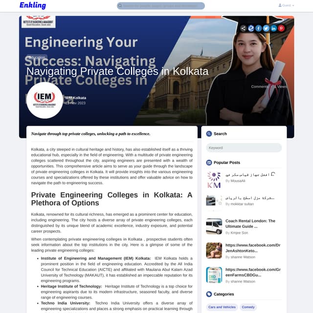 Engineering Your Success: Navigating Private Colleges in Kolkata | PDF