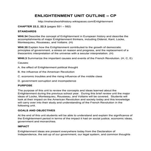 Enlightenment unit outline | PDF