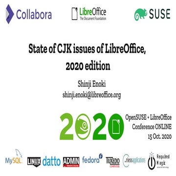 State of CJK issues of LibreOffice, 2021 edition | PDF