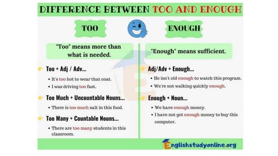 Too or enough esl grammar exercises worksheet (1) | PDF