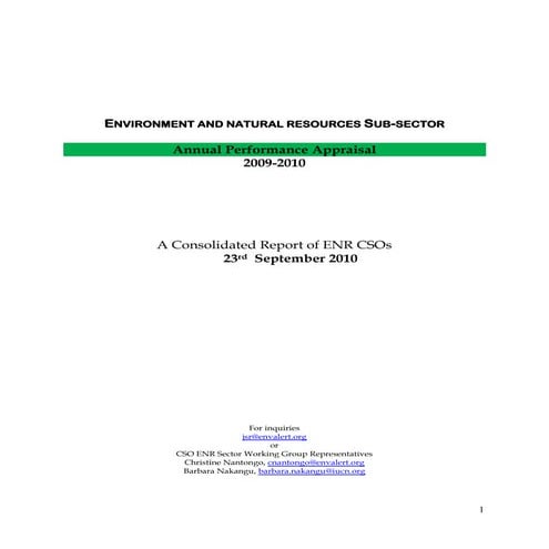 Environment and Natural Resources sub-sector; an annual performance ...