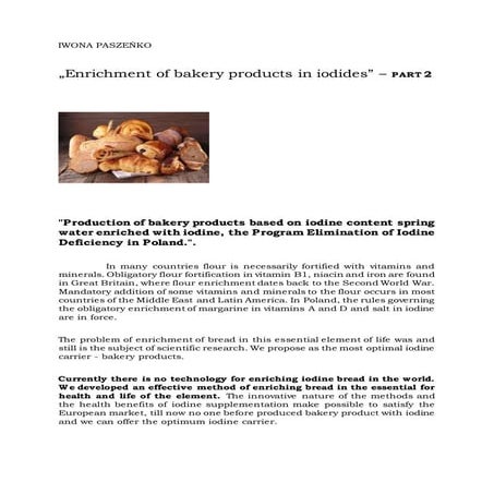 Enrichment of bakery products in iodides part 2 | PDF