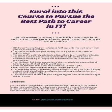 Enrol into this Course to Pursue the Best Path to Career in IT! | PDF