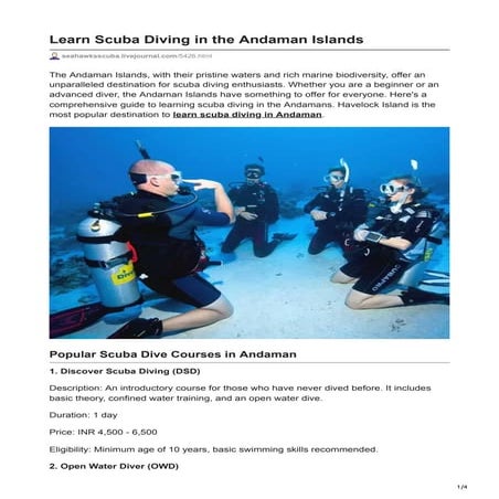 Learn scuba diving in Andaman to be a certified scuba diver | PDF