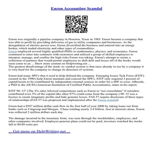 Enron Accounting Scandal Pdf