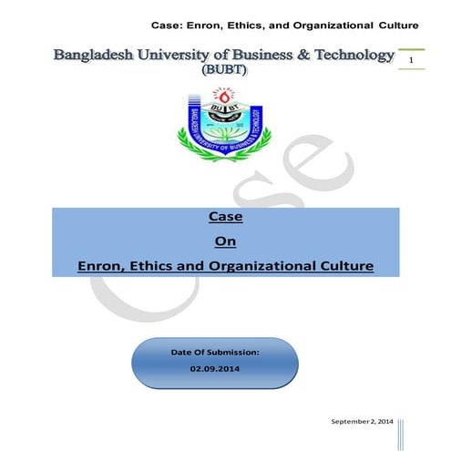 Enron, ethics and organizational culture | DOCX