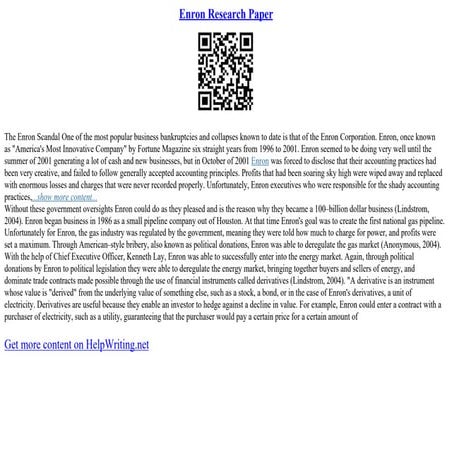 Enron Research Paper | PPT