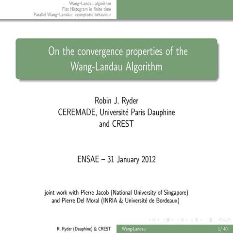 On The Convergence Properties Of The Wang Landau Algorithm Ppt