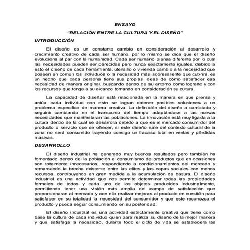"RELACION ENTRE LA CULTURA Y EL DISEÑO" | DOCX