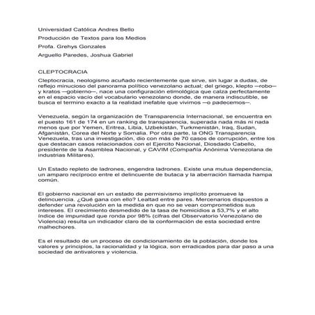 CLEPTOCRACIA | ODT