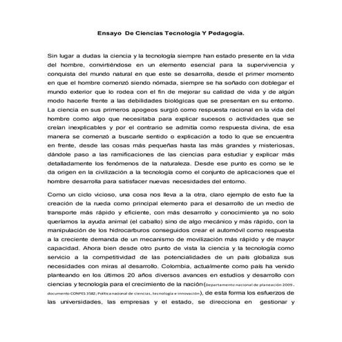Ensayo ciencia tecnologia | DOCX