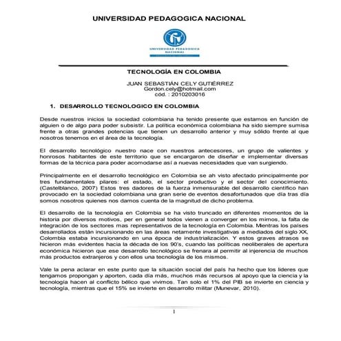 Ensayo de ciencia y tecnología | DOCX