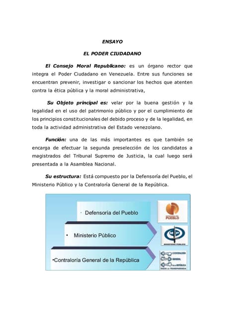 Ensayo del Poder Ciudadano | DOCX | Civic affairs | Politics