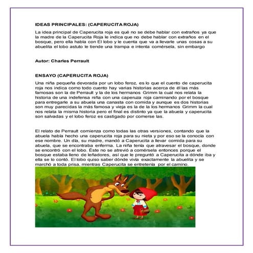 El Texto Narrativo Cuentos Caperucita Roja