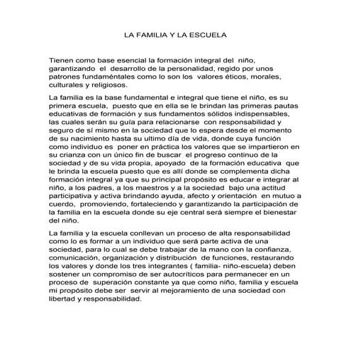 Ensayo la familia y la escuela para padres | DOC