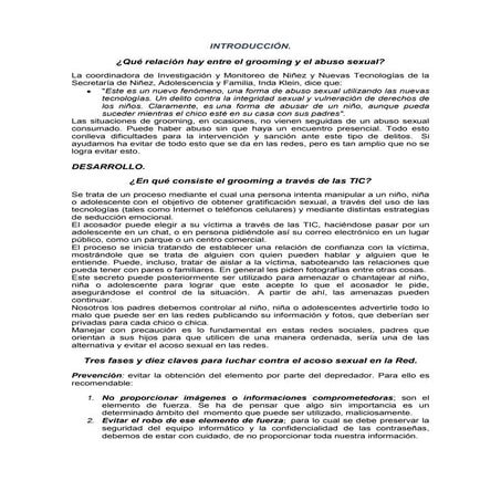 TRÍPTICO GROOMING para estudiantes de la carrera de Derecho | PDF