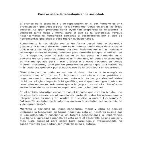 Ensayo "Abuso de las tecnologias"