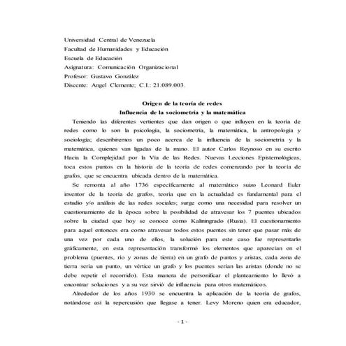 Ensayo teoría de redes | DOCX