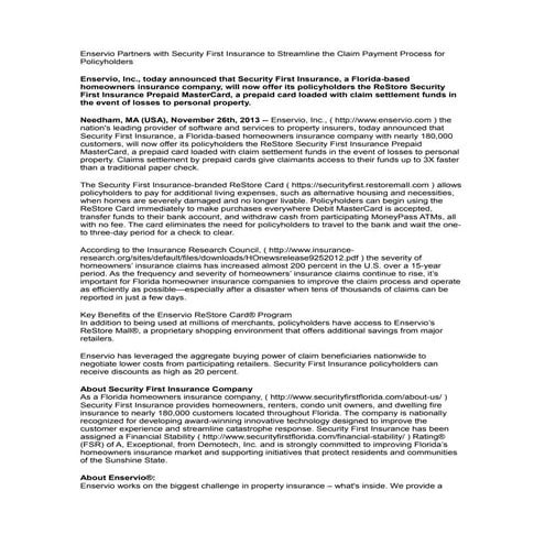 Enservio Partners with Security First Insurance to Streamline the Claim ...