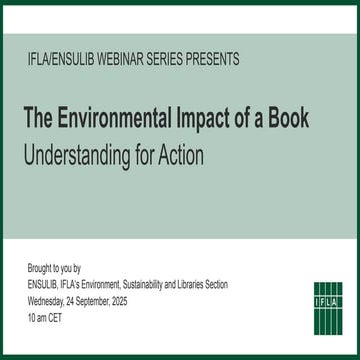 ENSULIB Webinar #17: The Environmental Impact of a Book - Understanding ...