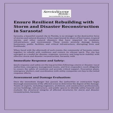 Ensure Resilient Rebuilding with Storm and Disaster Reconstruction in ...