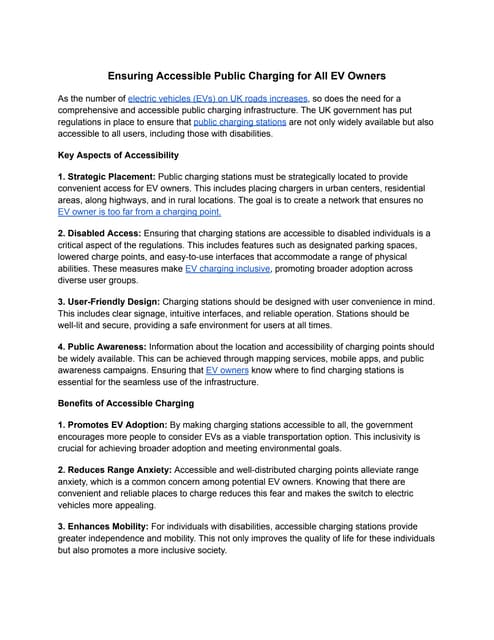 Designing Accessible EV Charging Systems by Chloe Livingstone | PPTX