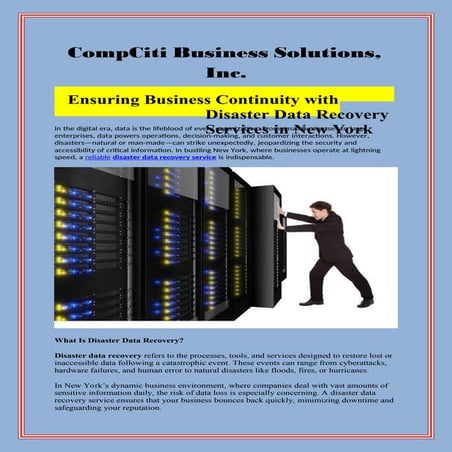 Ensuring Business Continuity with Disaster Data Recovery Services in ...