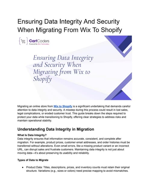 Ensuring Data Integrity And Security When Migrating From Wix To Shopifypdf