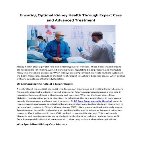 Ensuring Optimal Kidney Health Through Expert Care and Advanced ...
