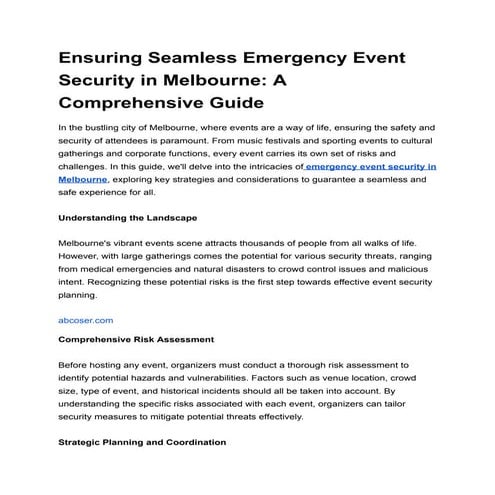 Ensuring Seamless Emergency Event Security in Melbourne_ A ...