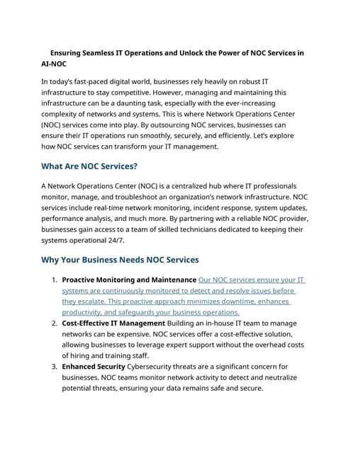 Empowering Your IT Infrastructure with Managed NOC Services in AI-NOC.docx