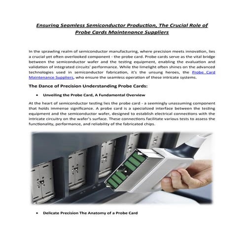 Ceramic Blade Probe Cards Maintenance Information - Semi-Probes, Inc | PDF
