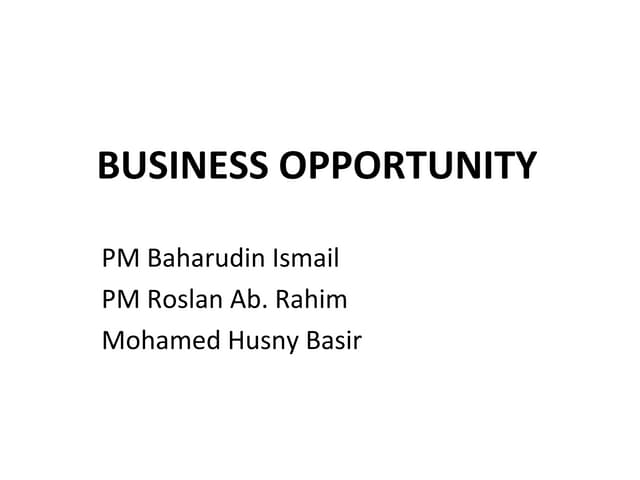 Identification of Business Opportunity | PPTX