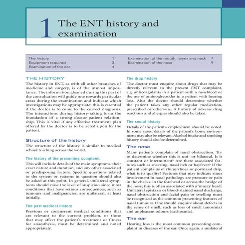 The ENT history and examination | PDF