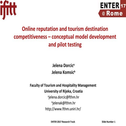 Online reputation and tourism destination competitiveness - conceptual ...