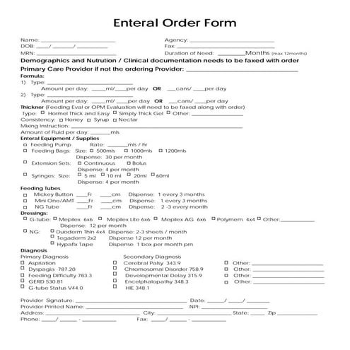 Chapter 15 - Enteral Ancillary Form - Community | PDF