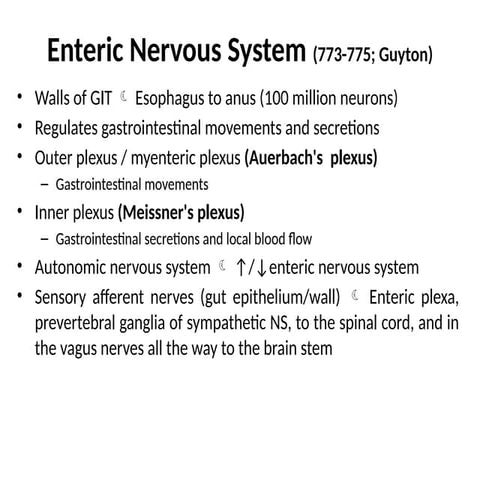 Enteric Nervous System physiology veterinary | PPT