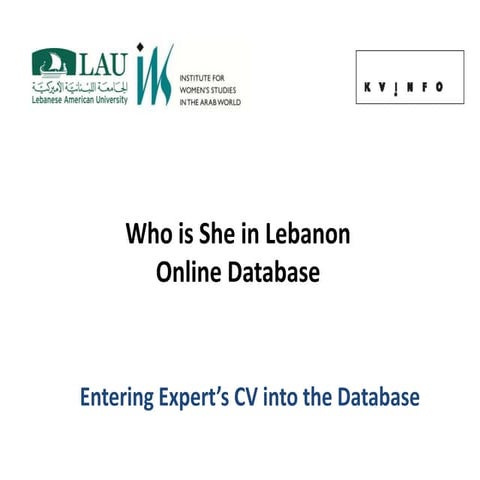 Entering info into the database tunisia workshop | PPT